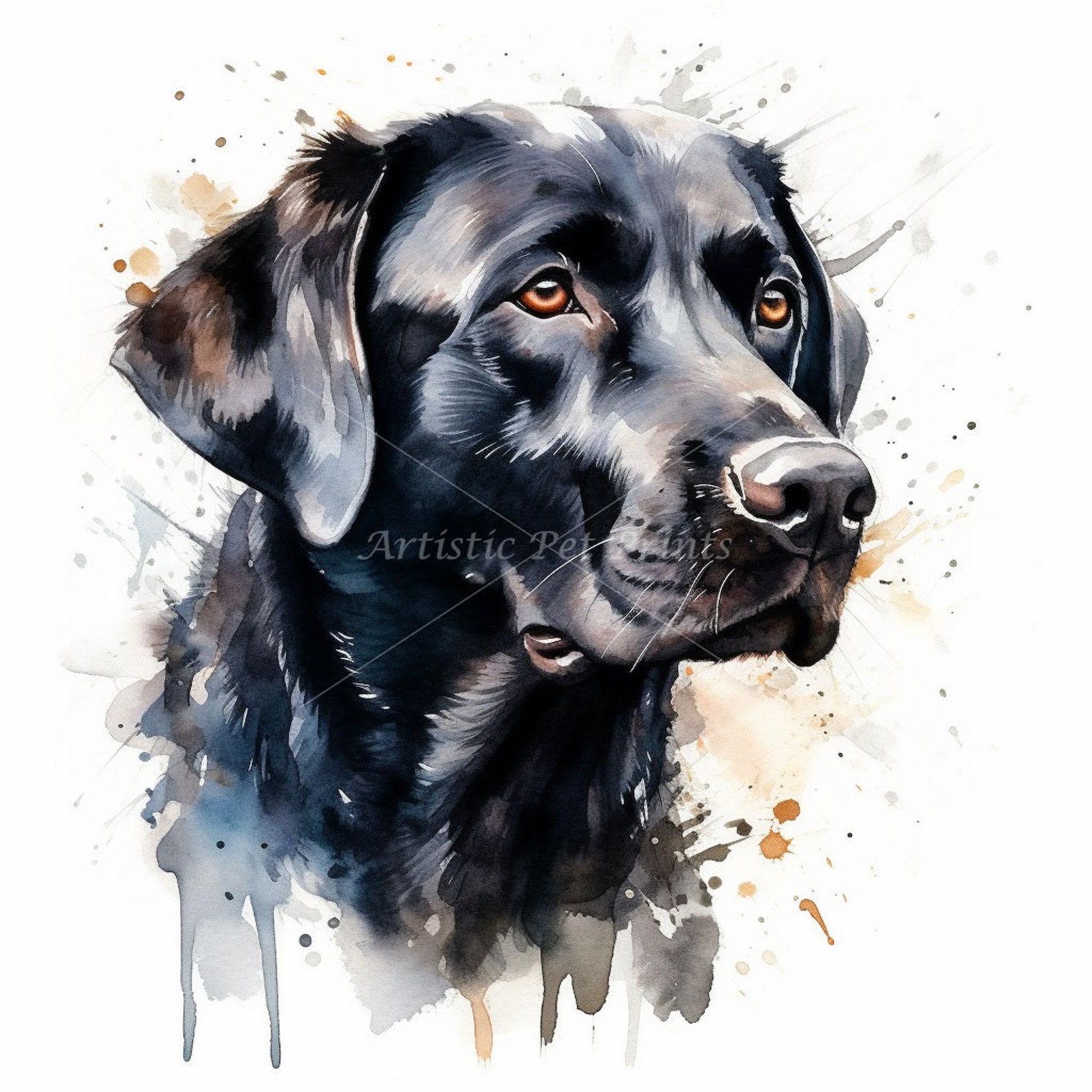 Black Labrador Clipart - 10 High Quality Watercolor Jpg's - Digital ...