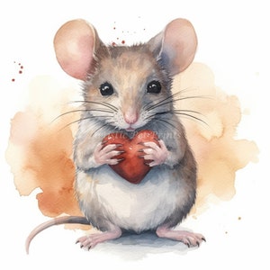 Mouse and Heart Clipart - 10 High Quality JPG Images - Digital Download ...