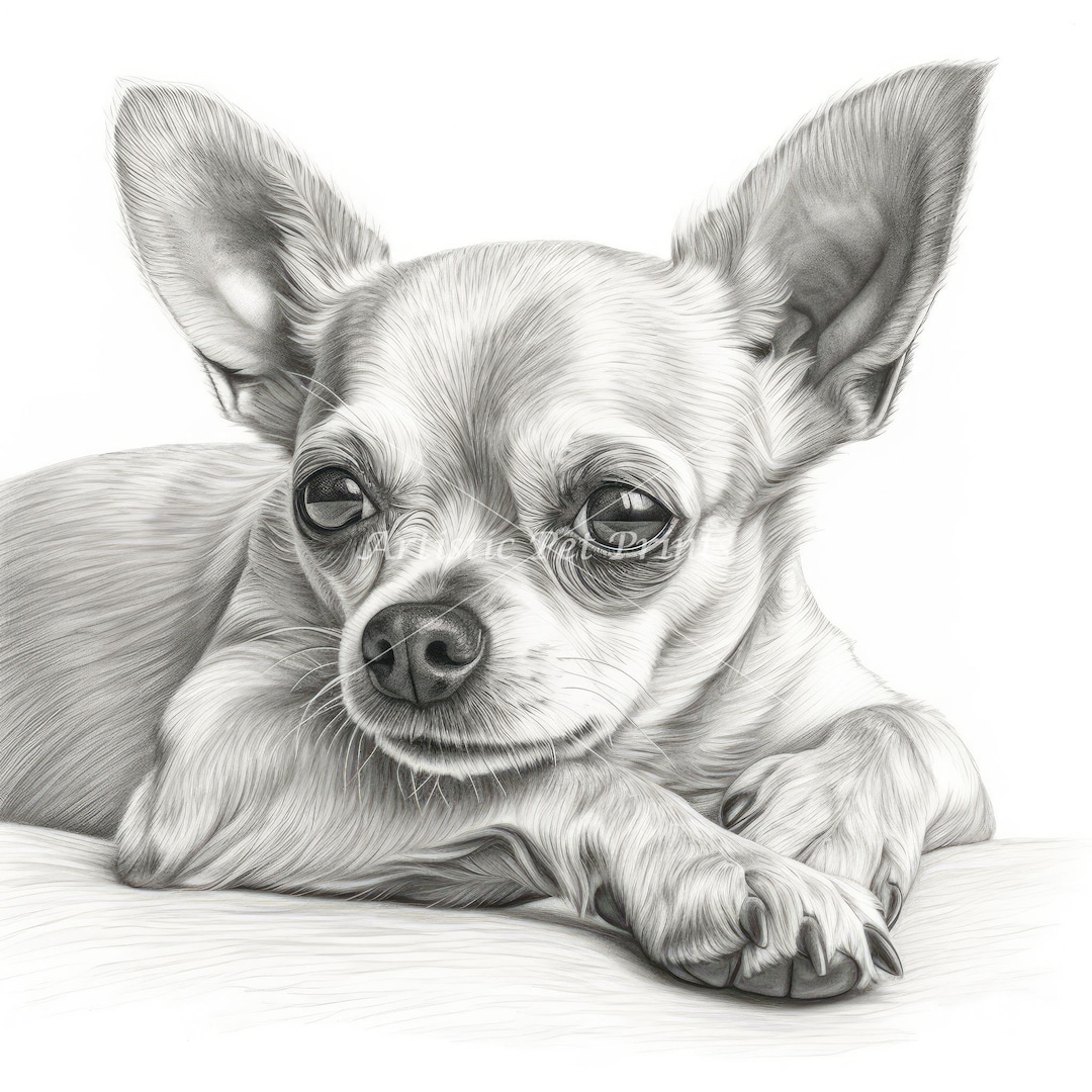 Chihuahua Sketch Drawings - 10 High Quality Jpg's - Digital Download ...