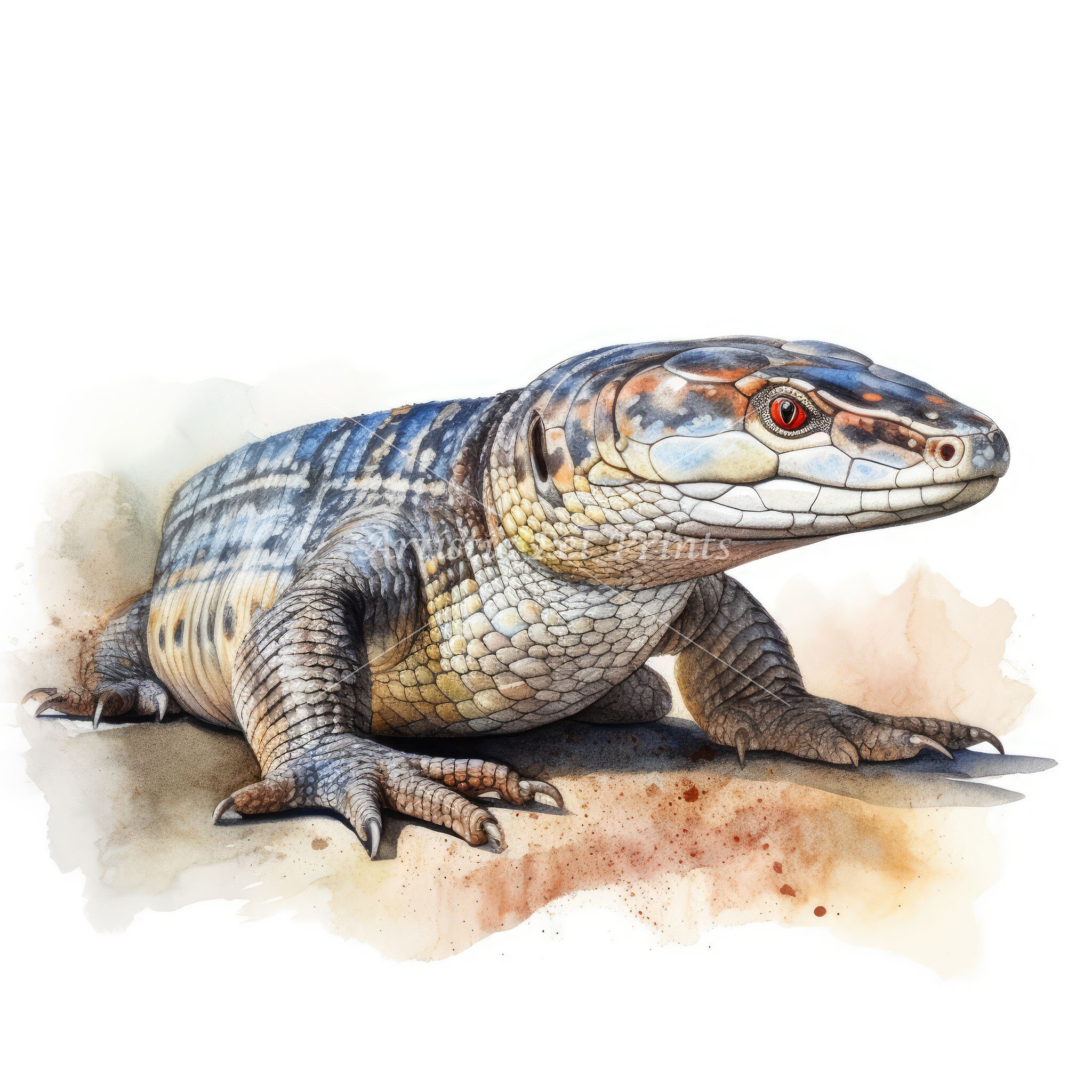 Blue Tongued Skink Clipart - 10 High Quality Watercolor Jpg's - Digital ...