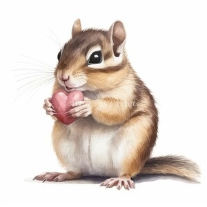 Chipmunk and Heart Clipart - 10 High Quality JPG Images - Digital ...