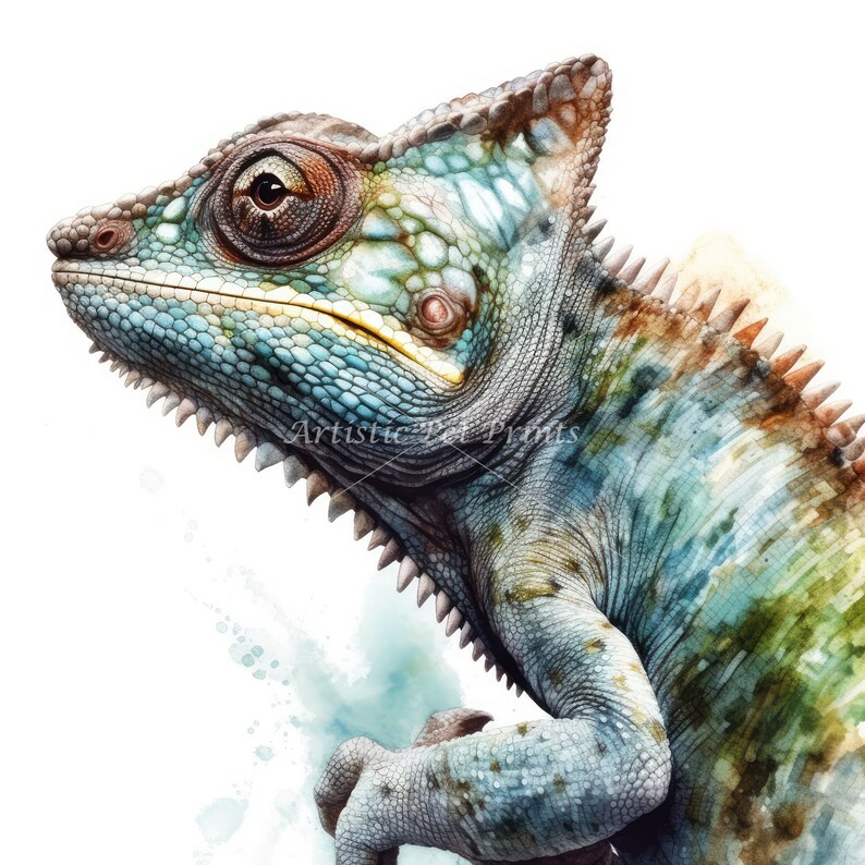 Chameleon Clipart 10 High Quality Watercolor Jpg's - Etsy