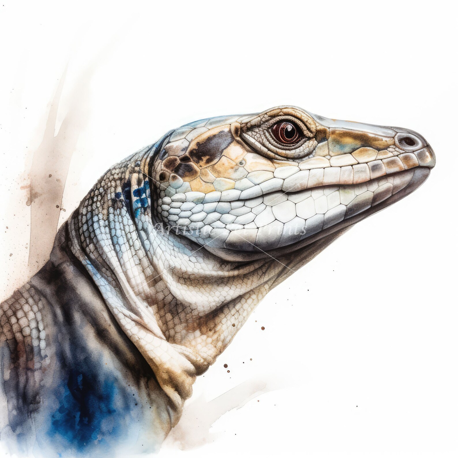 Blue Tongued Skink Clipart - 10 High Quality Watercolor Jpg's - Digital ...