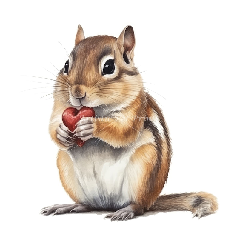 Chipmunk and Heart Clipart - 10 High Quality JPG Images - Digital ...