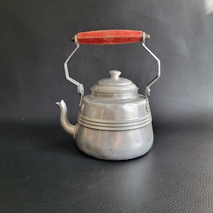 Single Aluminum Kettle With Handle MCM Kettle With Red Wooden Handle ...