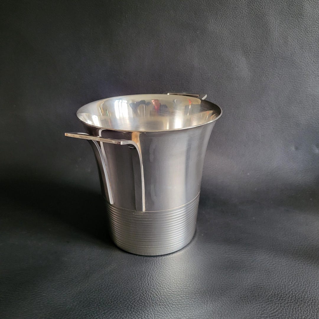 French Silver Plated Ice Bucket Ribbed Based Flared Ice Bucket Hallmark ...