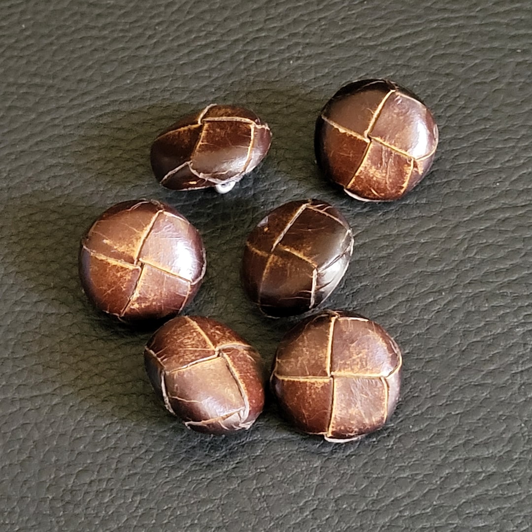 Leather Buttons for Jacket, Coat Set of 6 Large Leather Buttons Vintage ...