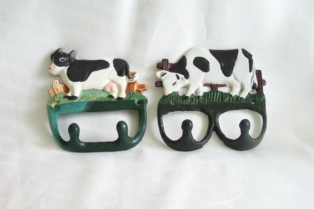 Paire de crochets doubles 2 patères, porte-torchons en fonte décor de ...