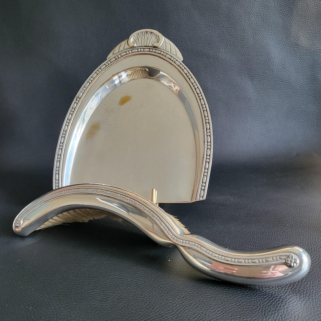 Crumb Brush and Tray Table Sweeper Crumb Collector Silent Butler Silver ...