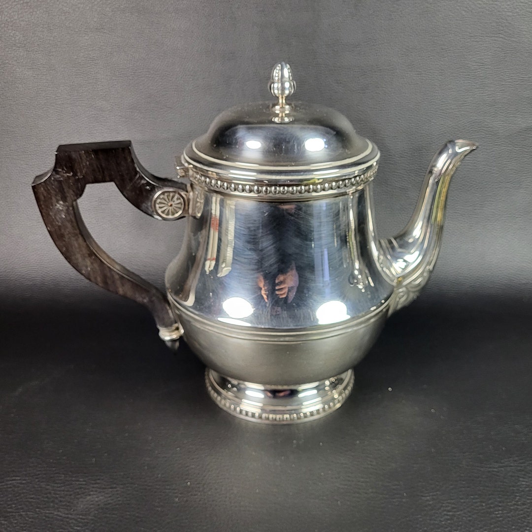 Ercuis Teapot Silver-plated Teapot With Black Wooden Handle Frieze of ...