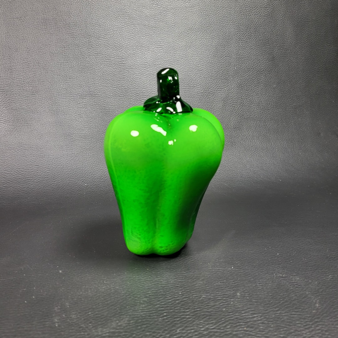 Glass Green Pepper Bell Pepper Green Vegetable Glass Vegetable Vintage ...