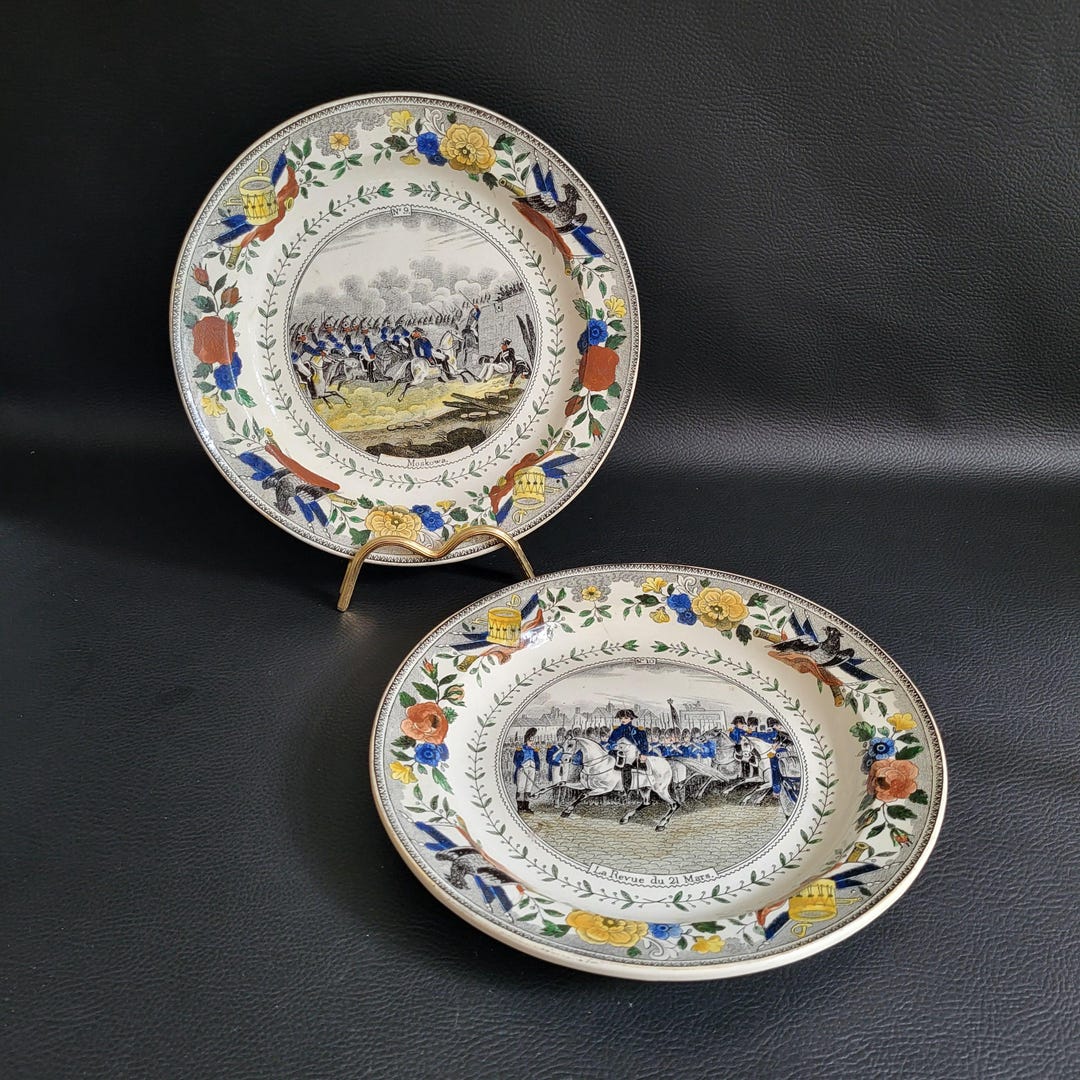 Louis Lebeuf Napoleon's Battle 2 Earthenware Plates Montereau Number 9 ...