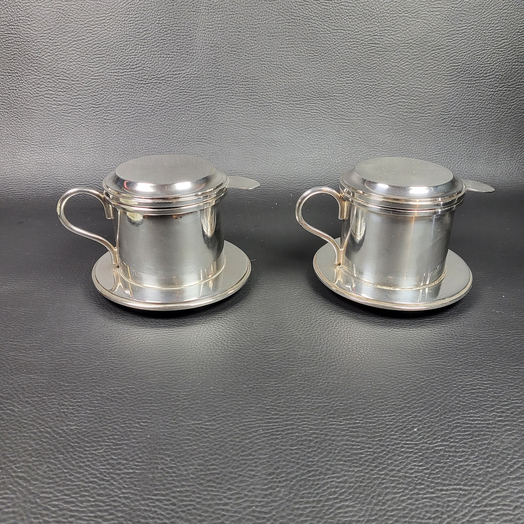 Pair of Single Drip Coffee Makers for 1 Cup 1930 Silver Plated Filter ...