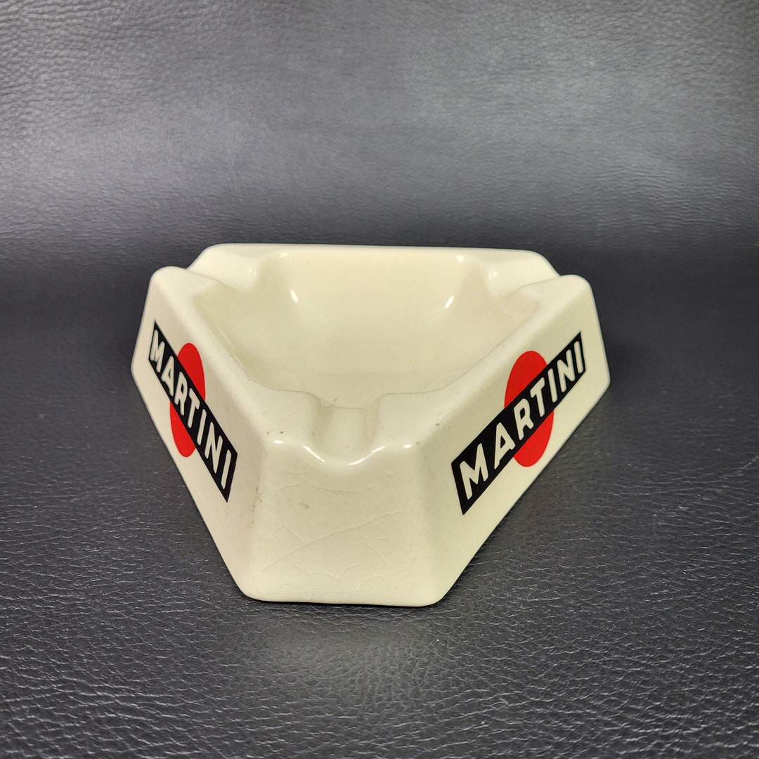 Martini Ashtray Beige Earthenware Advertising Item Red and Black ...