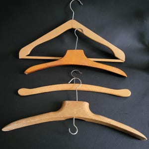 Set of 12 French Wooden Hangers 9 Double Hangers for Pants Vintage 1950 ...