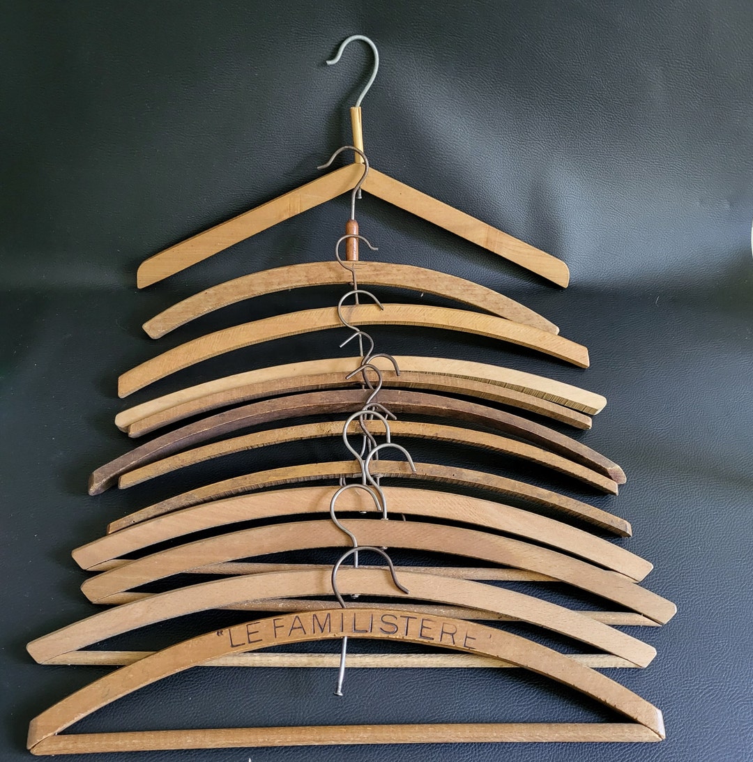 Set of 12 French Wooden Hangers 4 Double Hangers for Pants Vintage 1950 ...