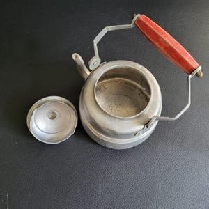 Single Aluminum Kettle With Handle MCM Kettle With Red Wooden Handle ...