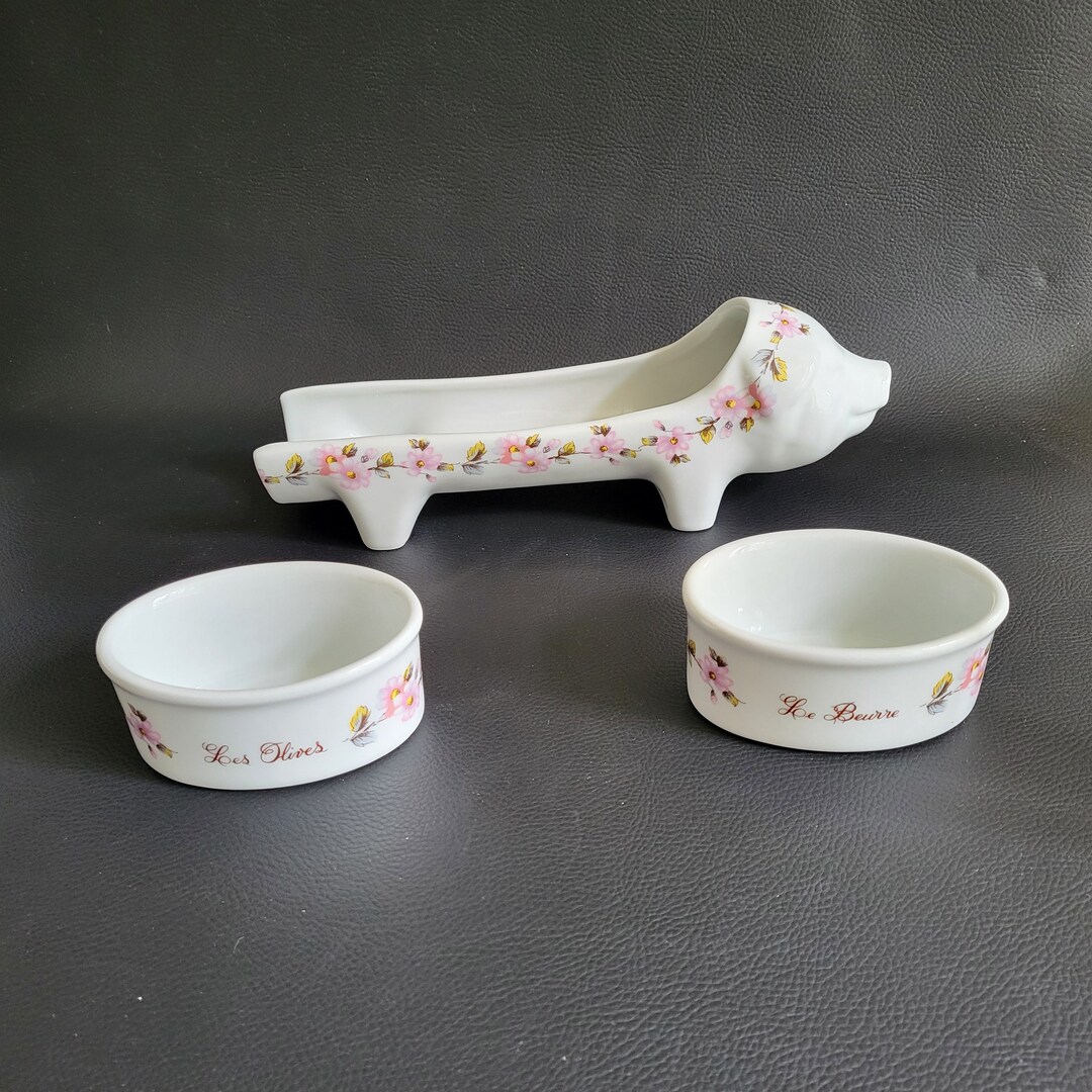 Apilco Apetizer Set 2 Ramekins for Olives and Butter 1 Pig for ...