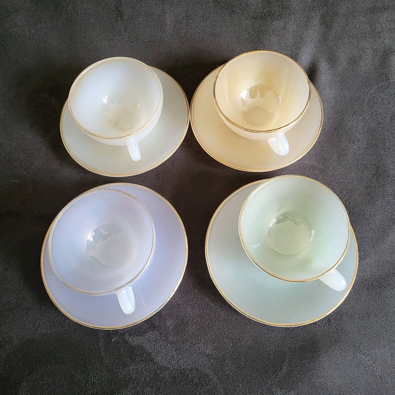 Coffee Set Arcopal Opal Glass 4 Coffee Cups and Saucers - Etsy