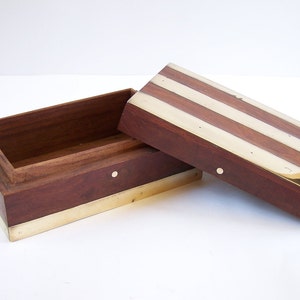 Exotic Wood Rectangular Box With Brass Inlays Vintage - Etsy