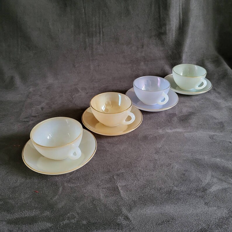 Coffee Set Arcopal Opal Glass 4 Coffee Cups and Saucers - Etsy