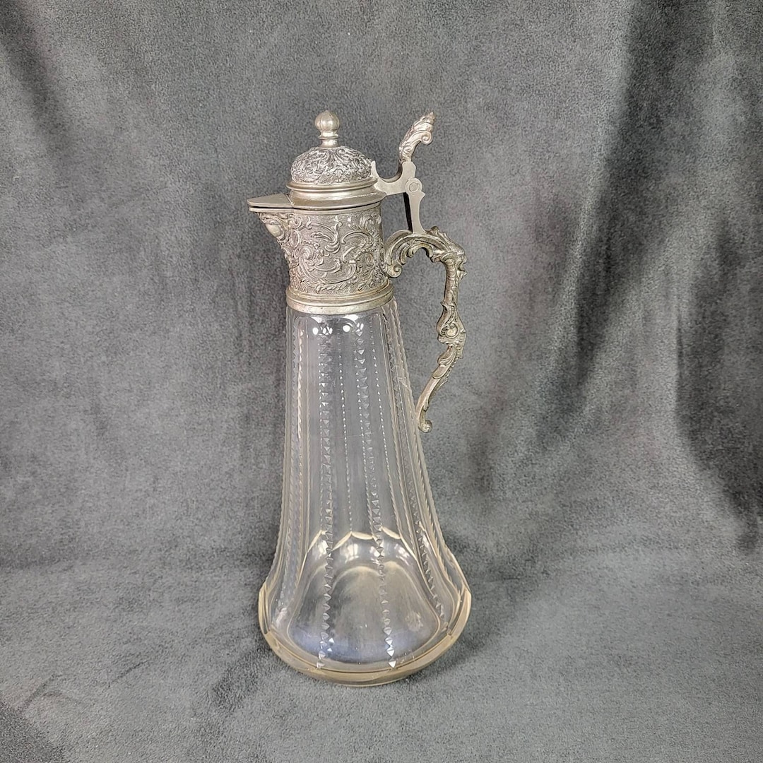 Pewter and Cut Glass Ewer Vintage Elegant Pitcher Vintage - Etsy