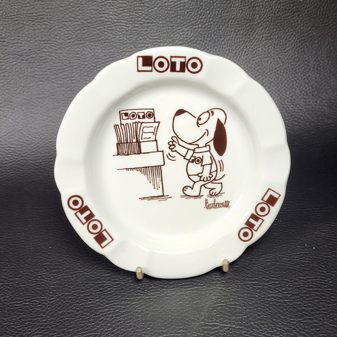 French Loto Ashtray Humorous Drawing Signed Barberousse Funny Dog ...