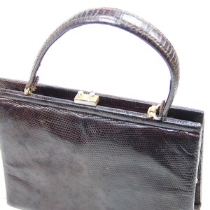 Brown Lizard Handbag With Its Golden Padlock Leather Lined Vintage Made ...