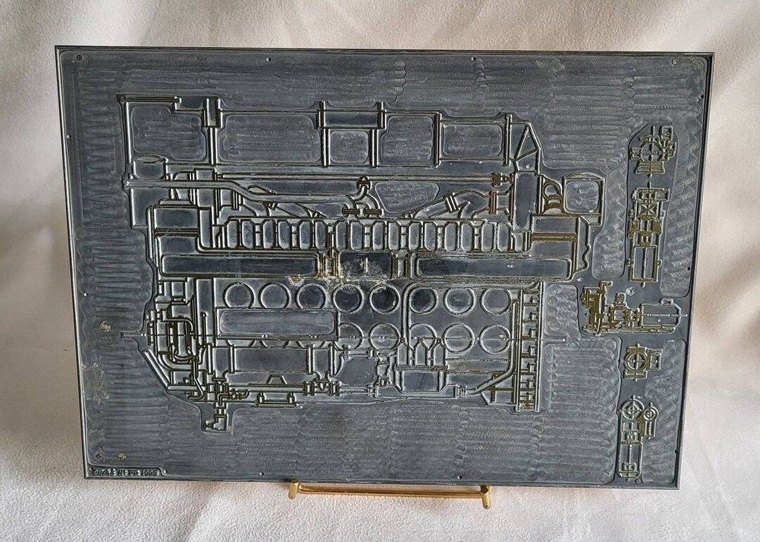 Engraved Lead Plate for Printing Cross-section of Motor Printing Plate ...