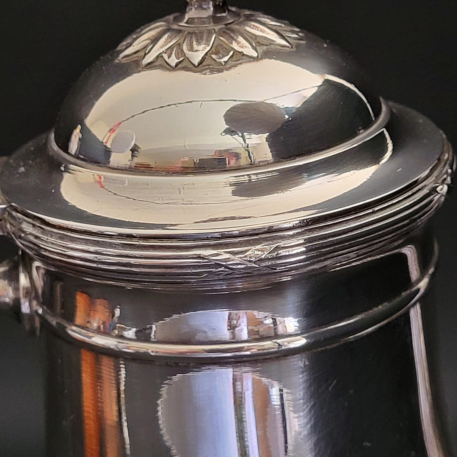 Christofle Coffee Pot Silver Plated Monogram TC Coffee Pot Black Wooden ...