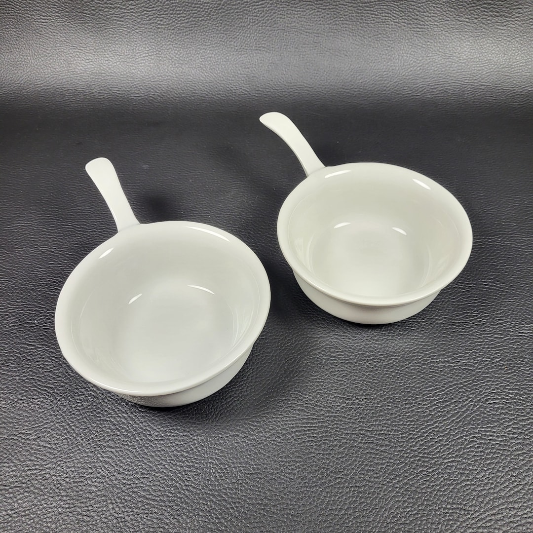 Apilco Pair of Single Gravyboat Appetizer Dishes China White Ramekins ...