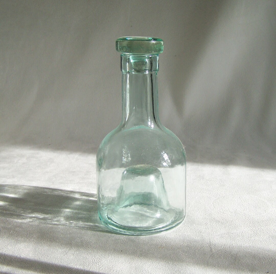 Small Glass Flask With Conical Stopper Glass Bottle Vintage - Etsy