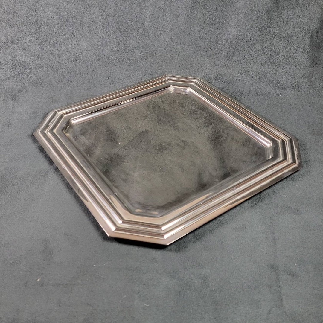 Square Silver Plated Tray With Steps Vintage - Etsy