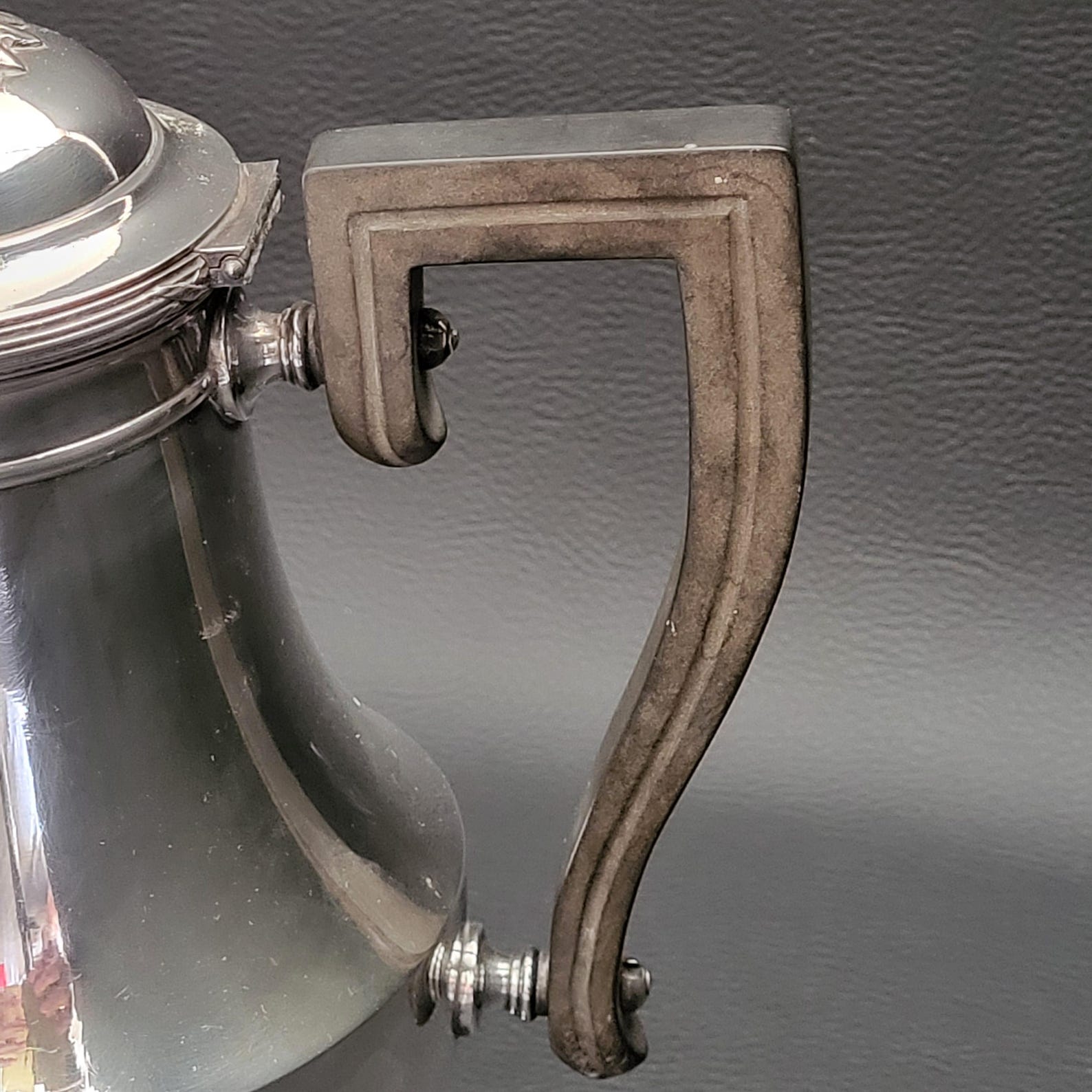 Christofle Coffee Pot Silver Plated Monogram TC Coffee Pot Black Wooden ...