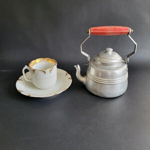 Single Aluminum Kettle With Handle MCM Kettle With Red Wooden Handle ...