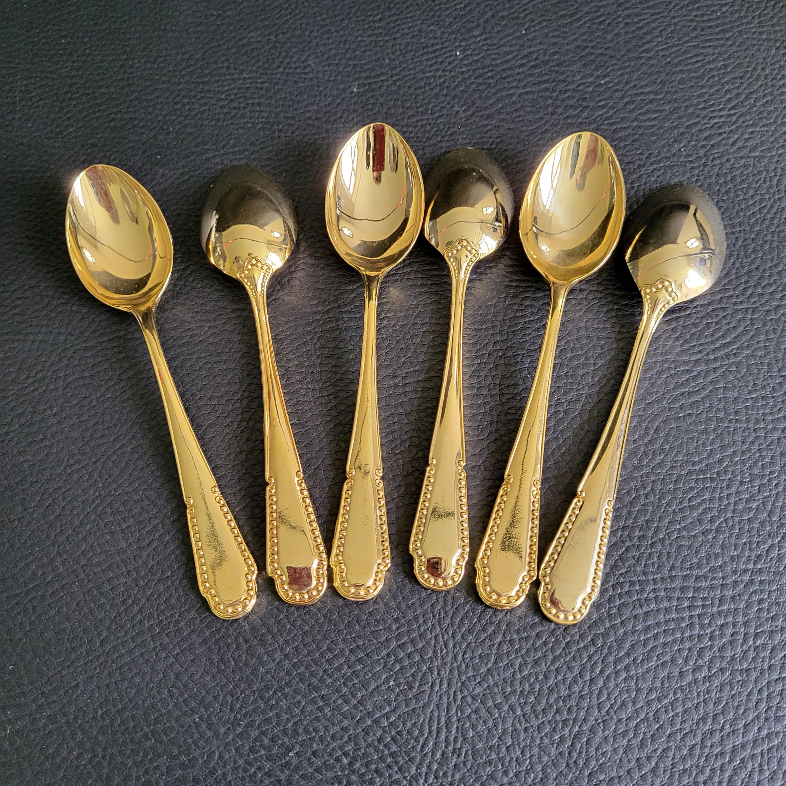 6 Gilded Mocha Spoons Pearl Pattern Vintage - Etsy
