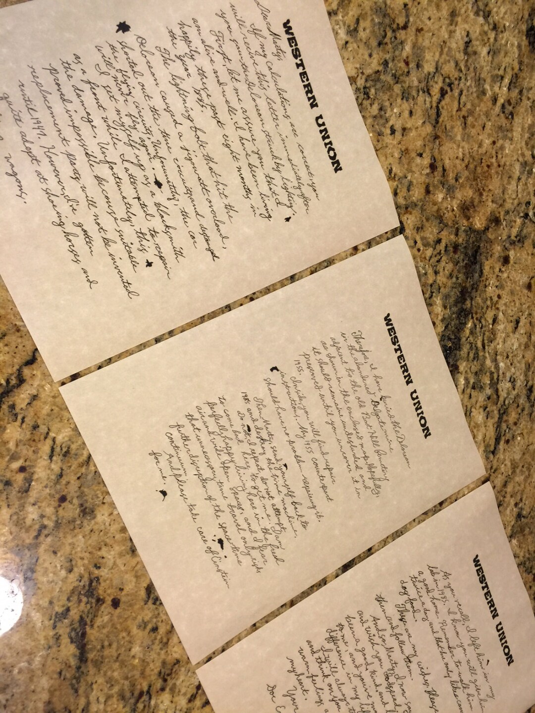3 Western Union Letters Back to the Future 2 3 Movie Prop Replica ...