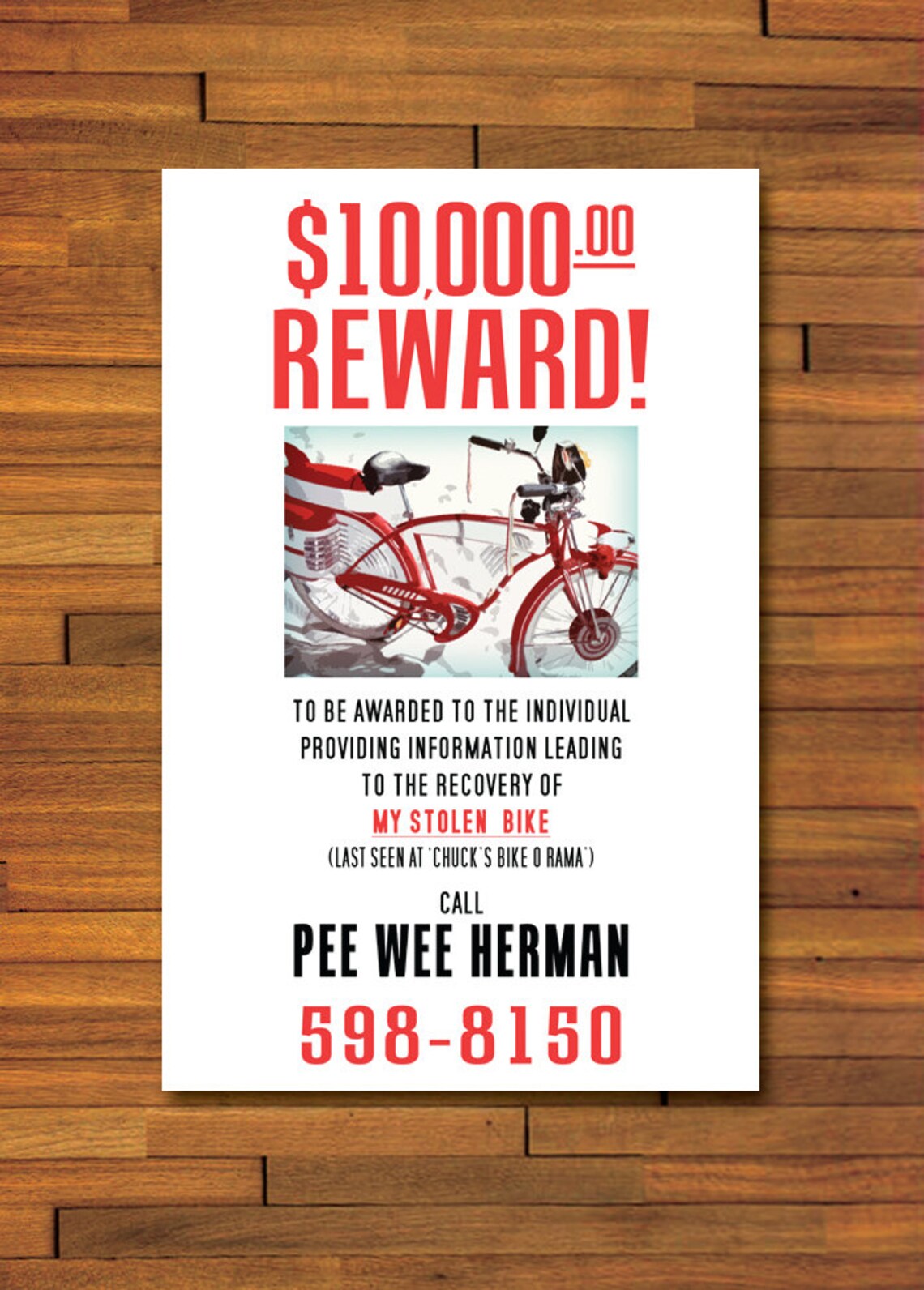 Pee Wee Herman Stolen Bicycle Poster - Etsy