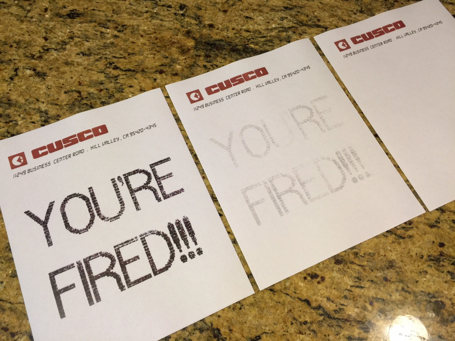 3 You're Fired Fax Props Back to the Future 3 Movie Replica Prints 8 ...