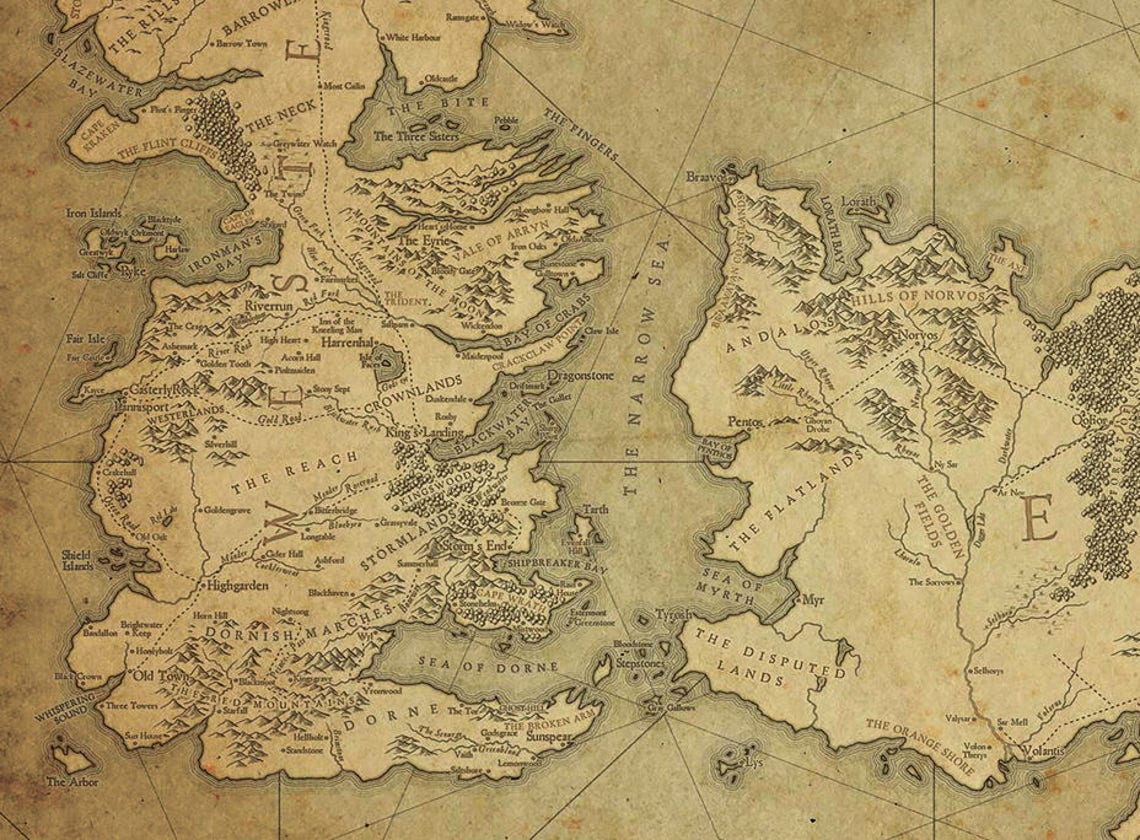 11X17 Game of Thrones Known World Map | Etsy