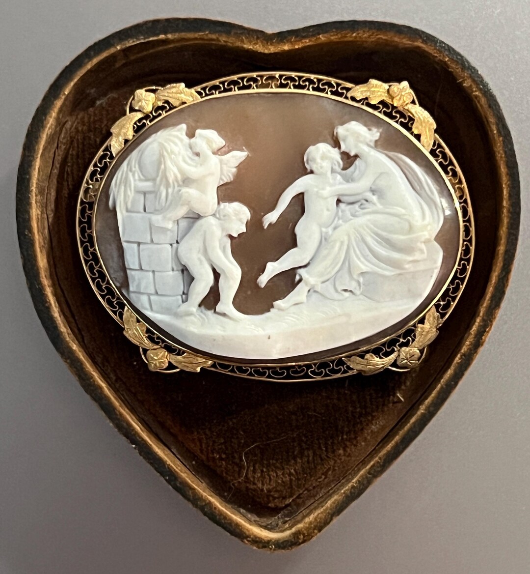 Antique 14k Gold Hand Carved Sea Shell Cameo Brooch 2 1/4in. - Etsy