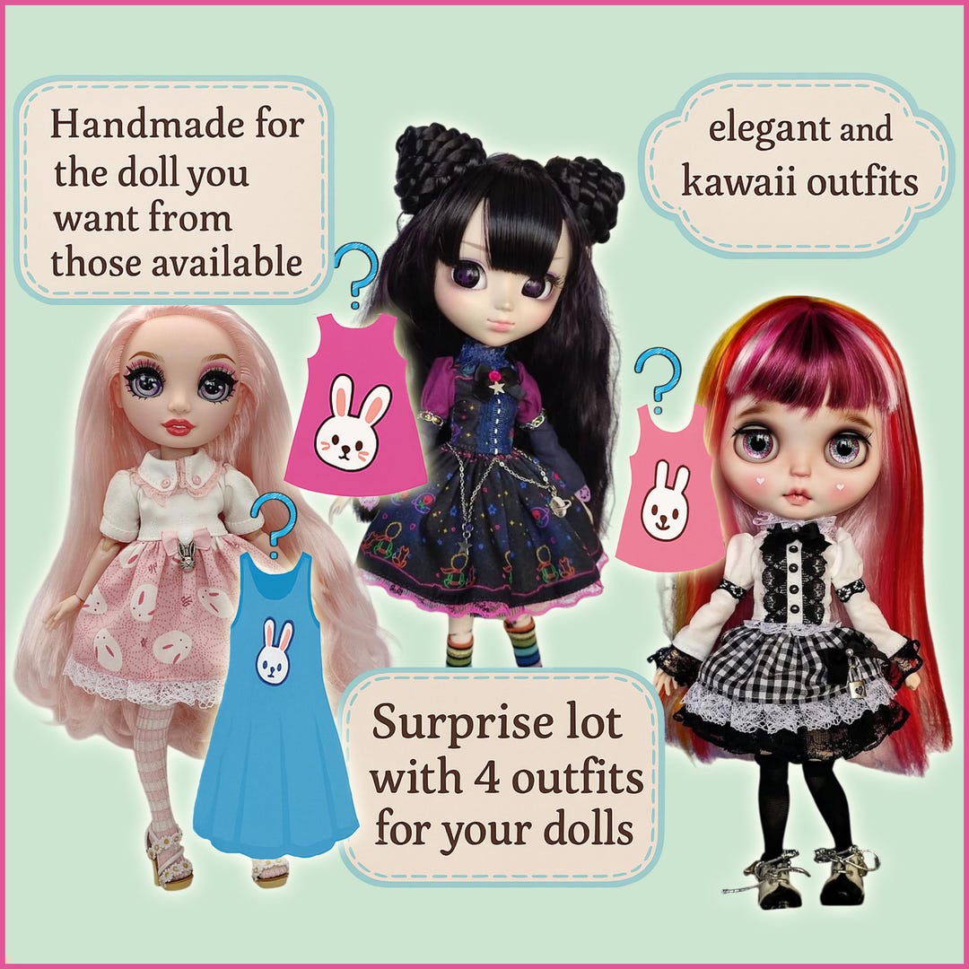 Mystery Pack of 4 Doll Clothes Sets | Rainbow High, Monster G3, Pullip, Dal, Blythe and More ...