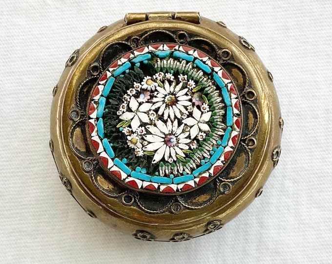 Victorian Micro Mosaic Grand Tour Trinket Box ~ Antique Patch Box Jewel ...
