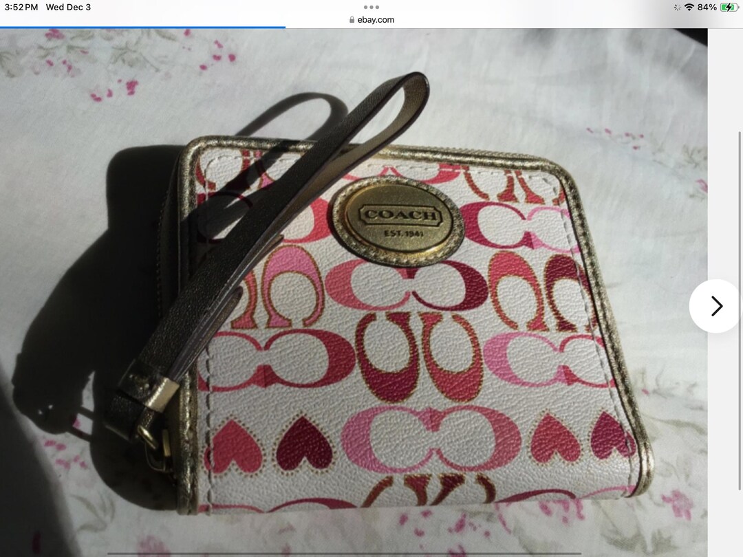 Vintage Coach Est 1941 Signature Logo Heart Wristlet Card Holder ...