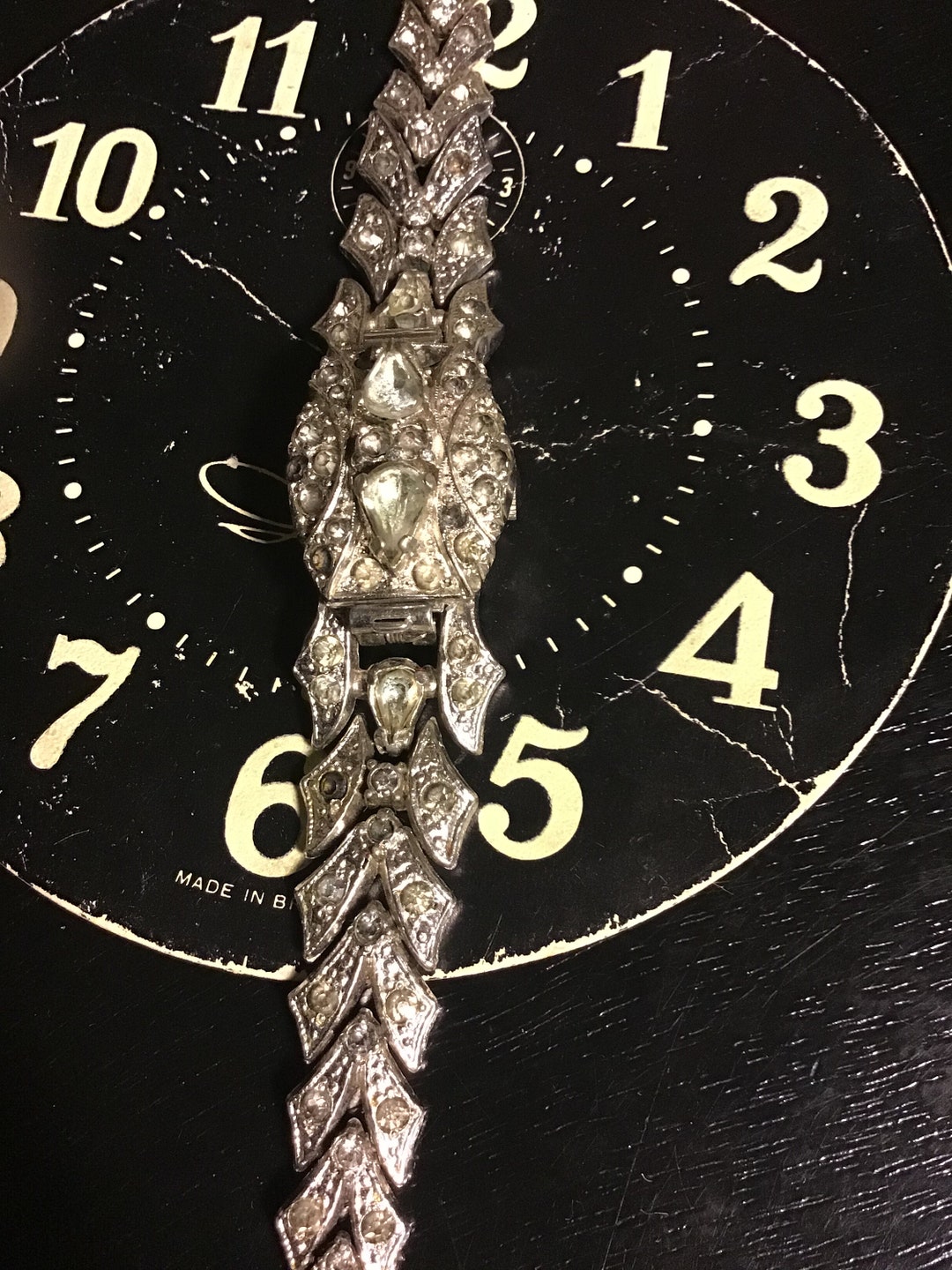 Rare Paul PERREGAUX Vintage Paste Rhinestone Pot Metal Bracelet Watch ...