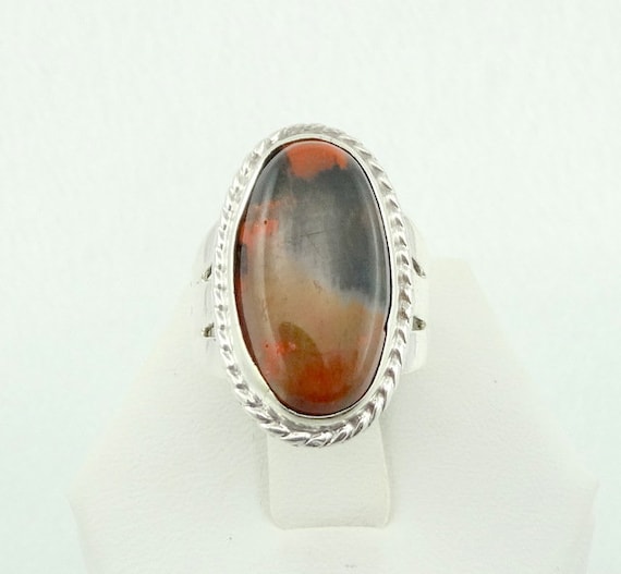 Vintage Scenic Yellowstone Agate Sterling Silver Ring… - Gem