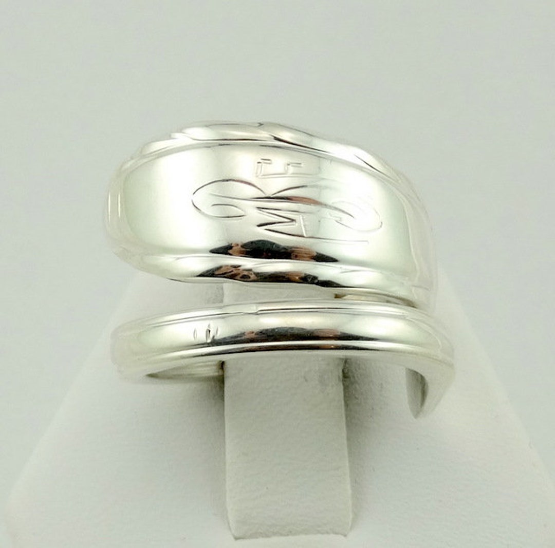 Real Gorham Vintage Decorative Sterling Silver Spoon Ring With Initial ...