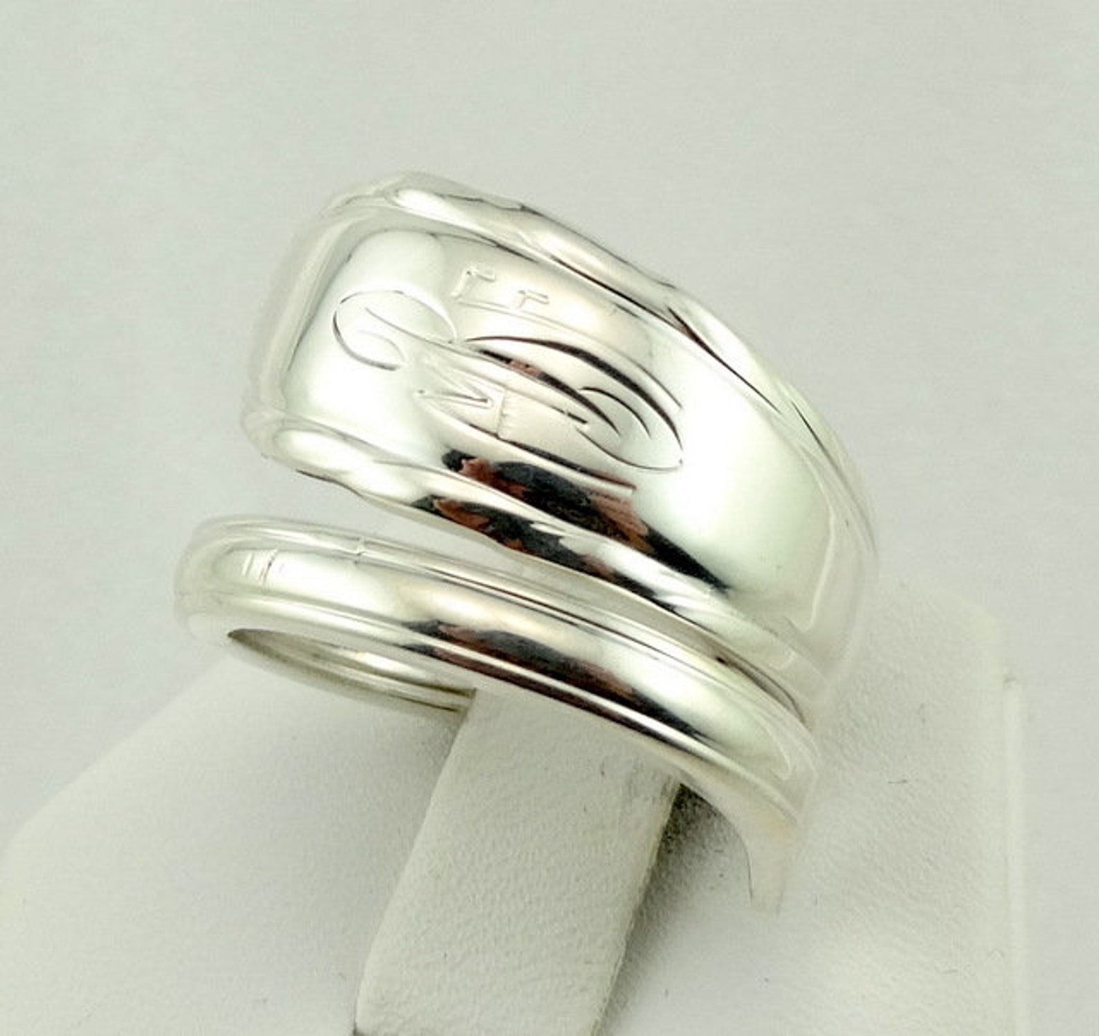 Real Gorham Vintage Decorative Sterling Silver Spoon Ring With Initial ...
