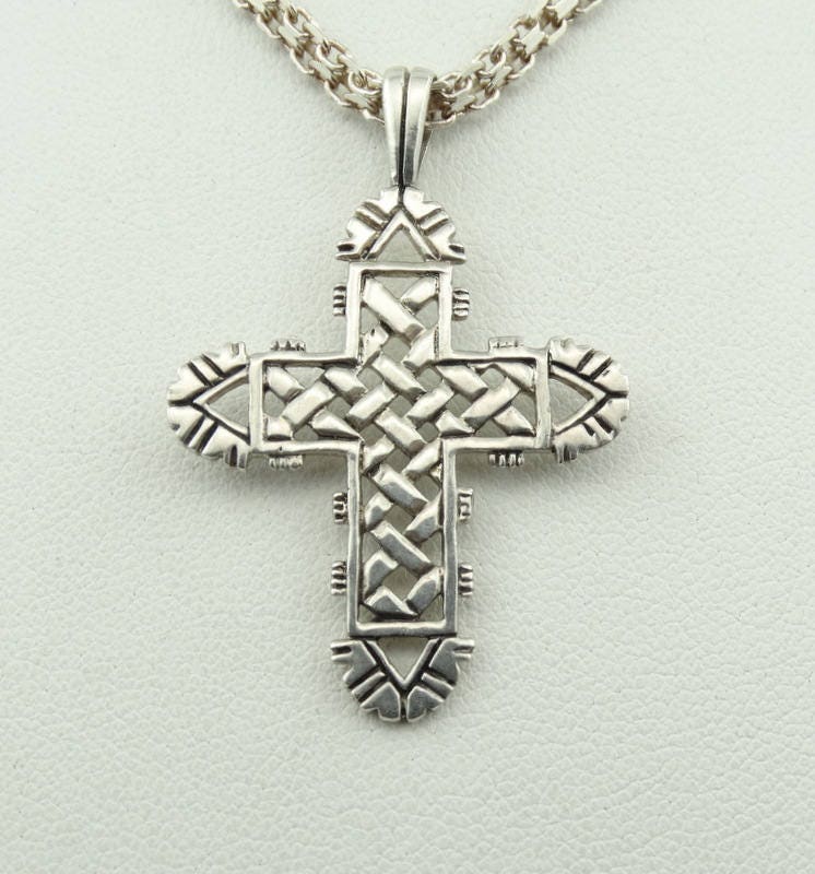 Unusual Celtic Weave Pattern Sterling Silver Cross Pendant | Etsy