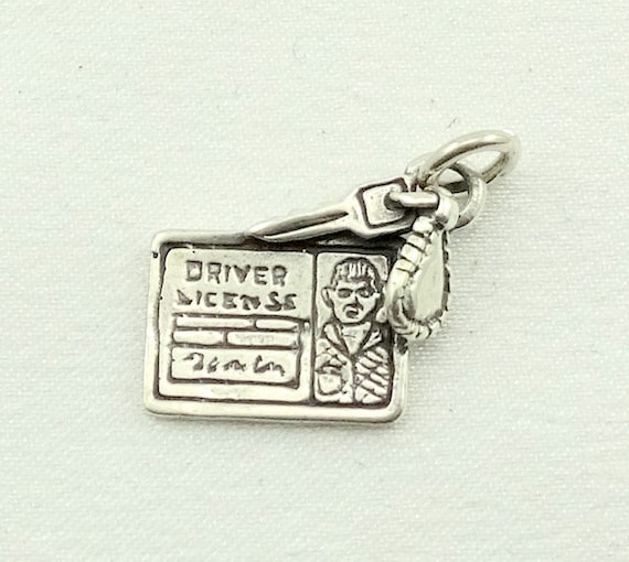 Drivers License and Keys Vintage Sterling Silver Char… - Gem